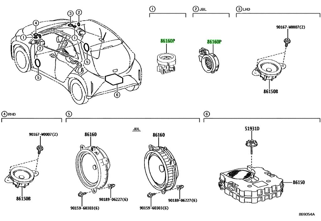 Buy Genuine Toyota 86160YP010 (86160-YP010) Speaker Assy, Front No.2 ...