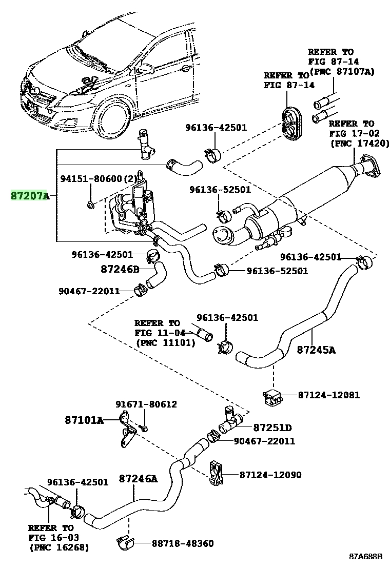 Buy Genuine Toyota 8720712070 (87207-12070) Pipe & Hose Sub-Assy, Water ...