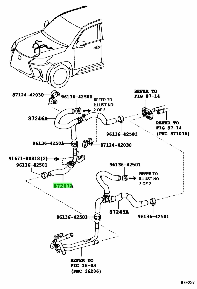 Buy Genuine Toyota 8720760090 (87207-60090) Pipe & Hose Sub-Assy, Water ...