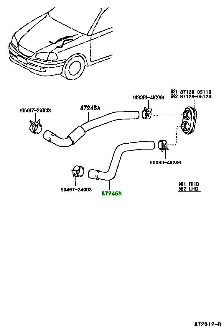 Buy Genuine Toyota 8724505240 (87245-05240) Hose, Heater Water, Outlet ...