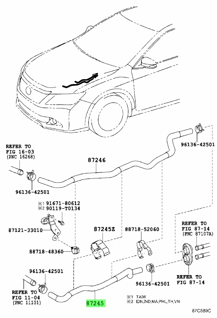 Buy Genuine Toyota 8724506B00 (87245-06B00) Hose, Heater Water, Inlet ...