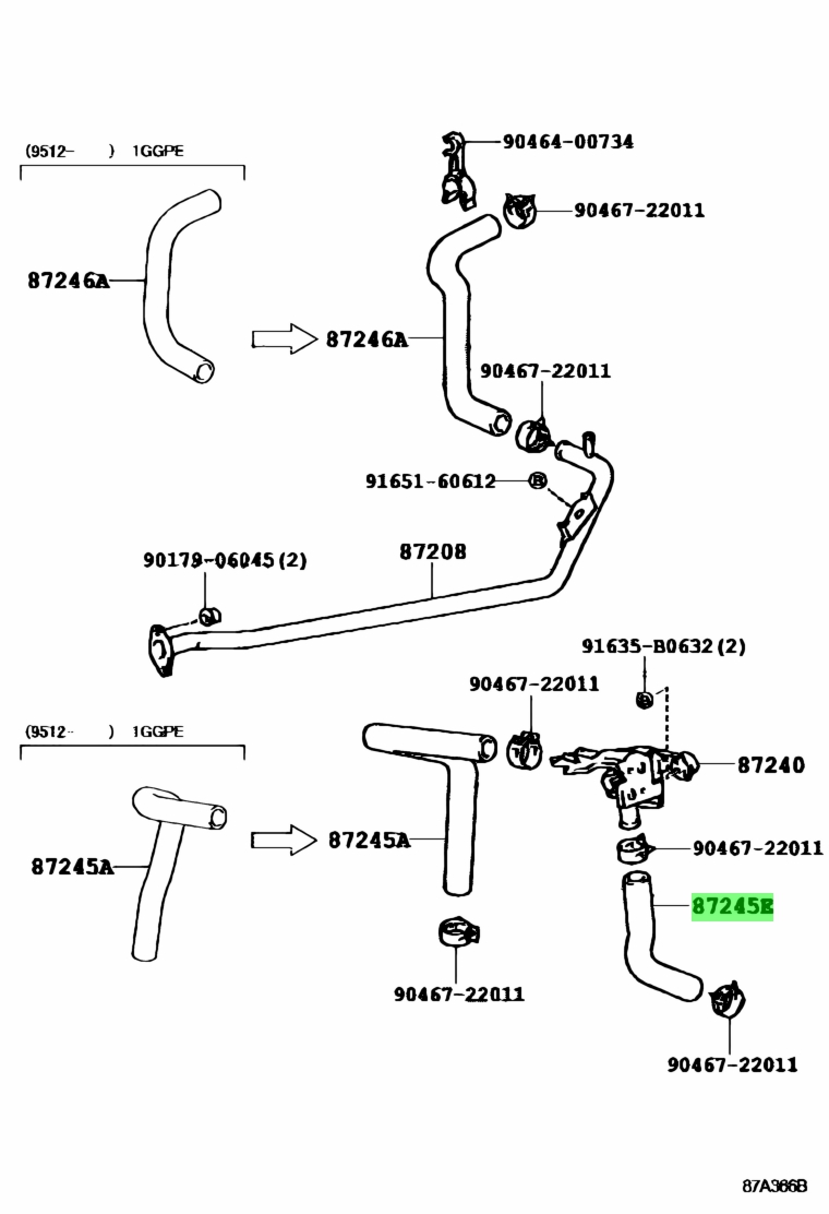 Buy Genuine Toyota 872453F300 (87245-3F300) Hose, Heater Water, Inlet E ...
