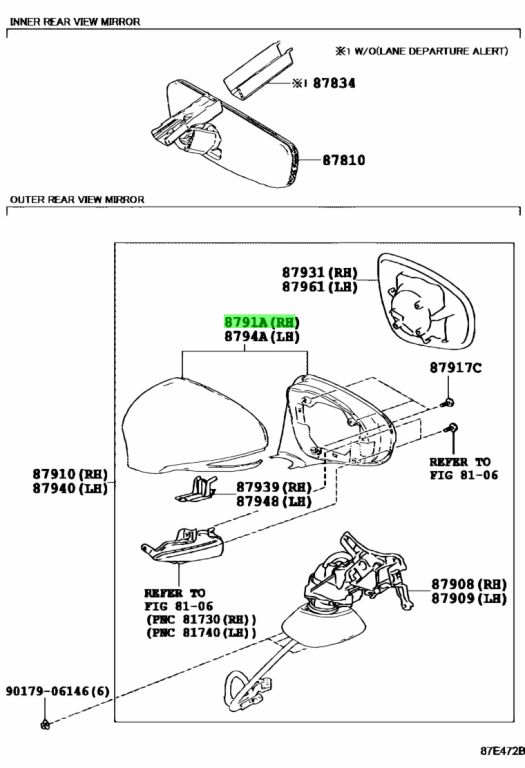 Buy Genuine Toyota 8791A76070C2 (8791A-76070-C2) Cover, Outer Mirror ...