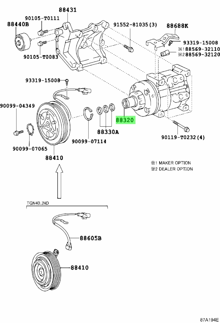 Buy Genuine Toyota 883200K110 (88320-0K110) Compressor Assy, Cooler ...