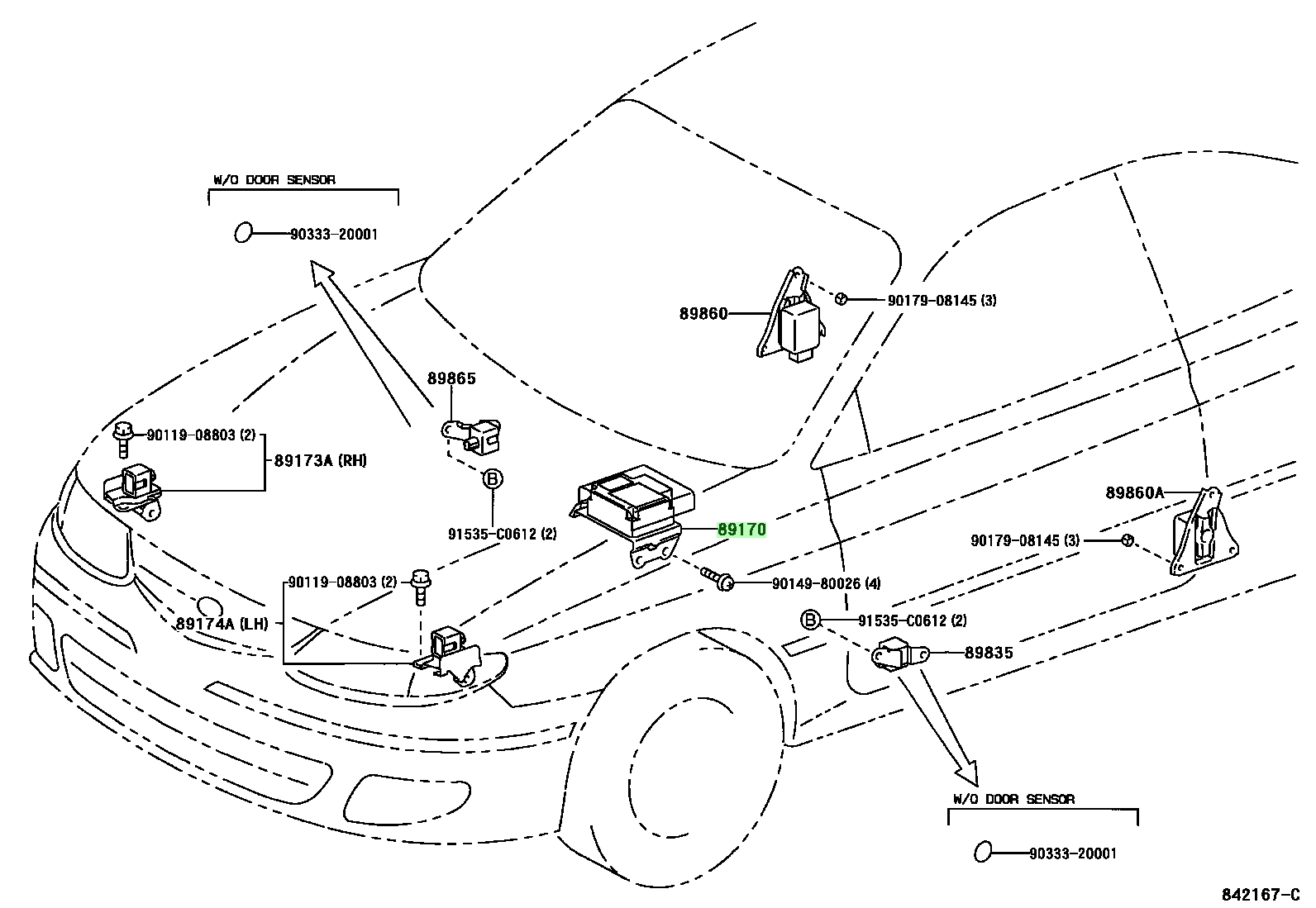 Buy Genuine Toyota 8917006101 (89170-06101) Sensor Assy, Air Bag for ...