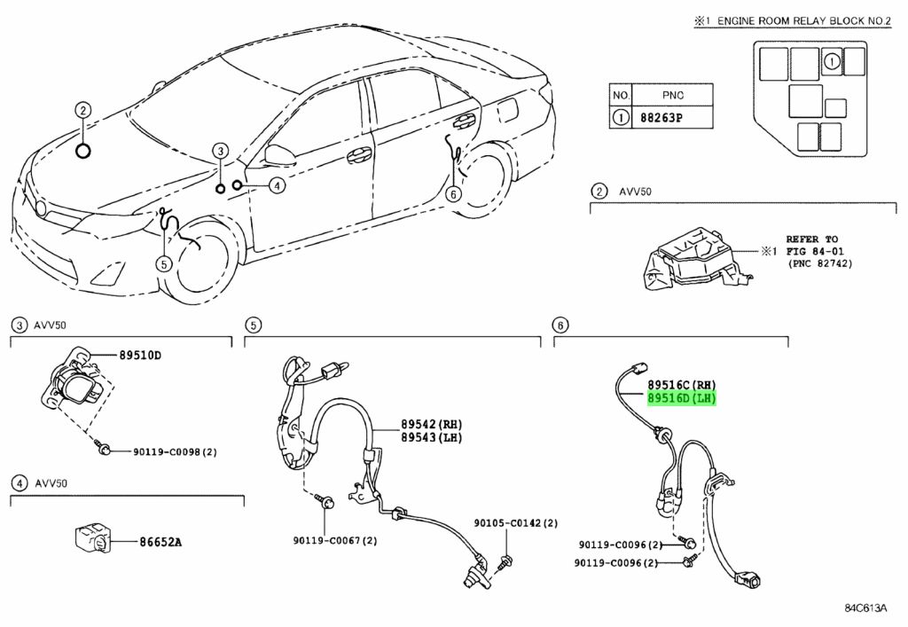 Buy Genuine Toyota 8951606200 (89516-06200) Wire, Skid Control Sensor ...