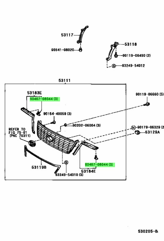 Buy Genuine Toyota 9046708044 (90467-08044) Clip. Prices, fast shipping ...