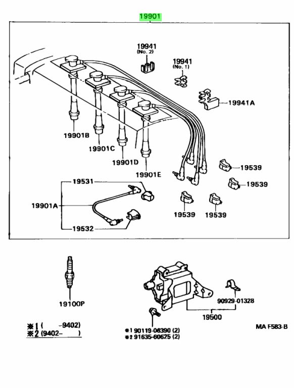 Buy Genuine Toyota 9091922302 (90919-22302) Cord Set, Coil & Spark, W ...