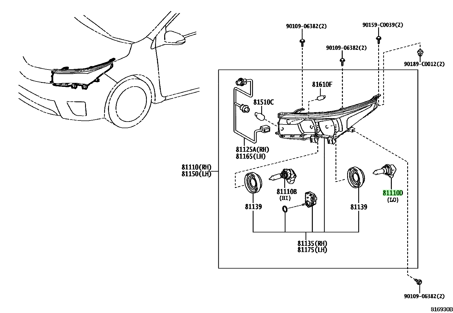 Buy Genuine Toyota 90981CD008 (90981-CD008) Bulb(For Headlamp, No.2 ...