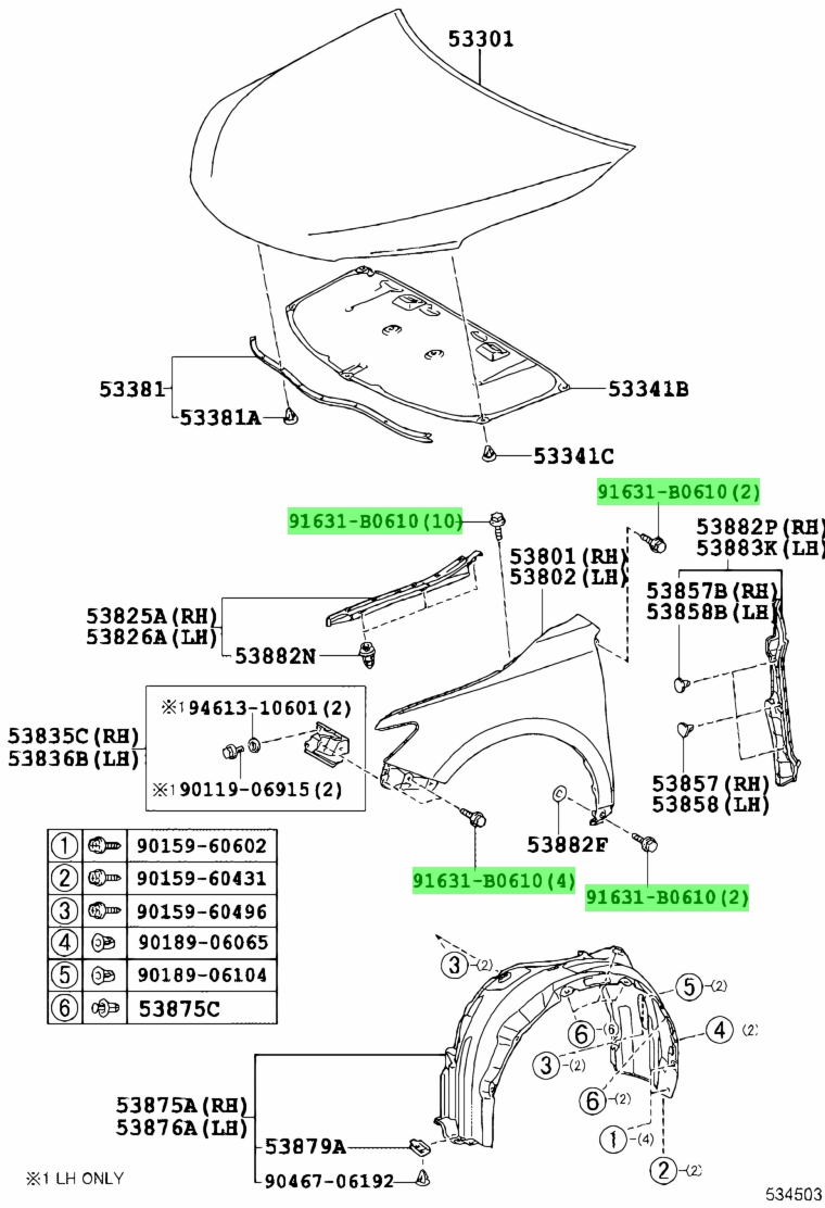Buy Genuine Toyota 91631B0610 (91631-B0610) Bolt. Prices, fast shipping ...
