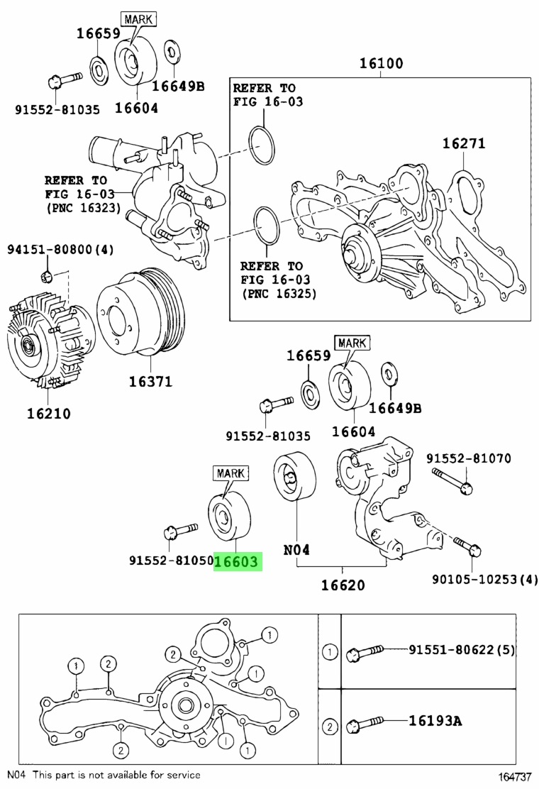 Genuine Toyota 16603-31050 (1660331050) PULLEY SUB-ASSY, IDLER - Amayama
