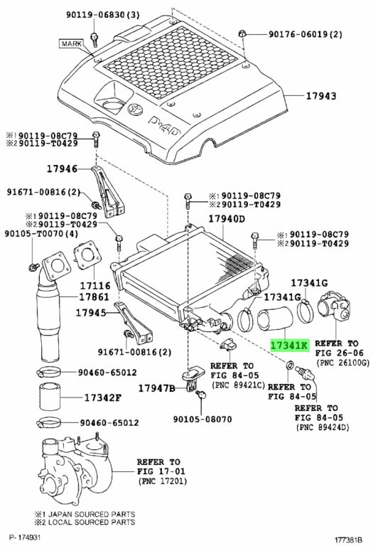 Genuine Toyota 17341-30060 (1734130060) HOSE, AIR, NO.1 - Amayama