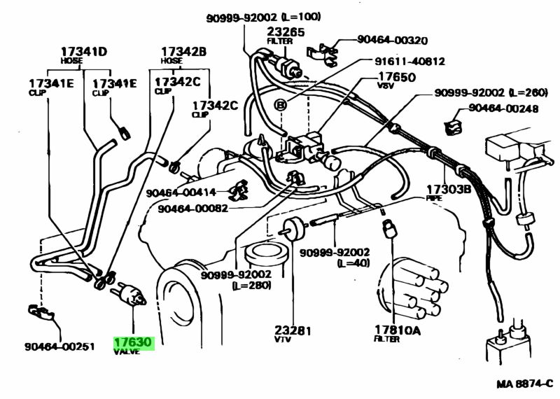 Genuine Toyota 17630-70010 (1763070010) VALVE ASSY, AIR CONTROL - Amayama