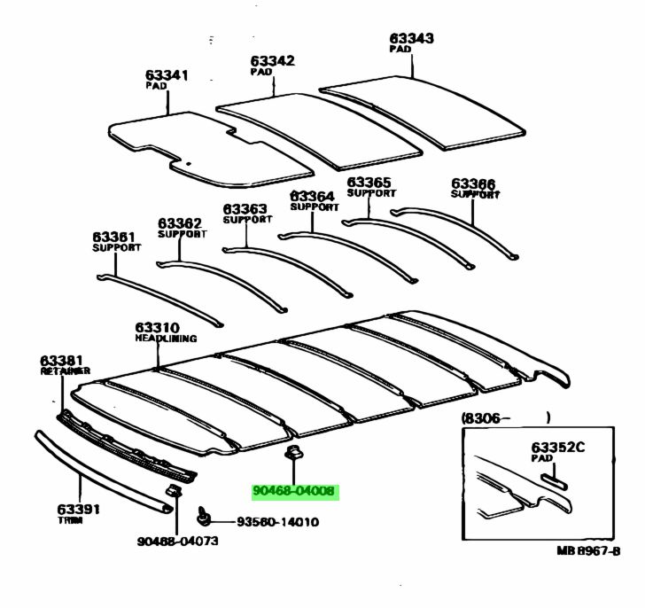 Genuine Toyota 90468-04008 (9046804008) CLIP - Amayama