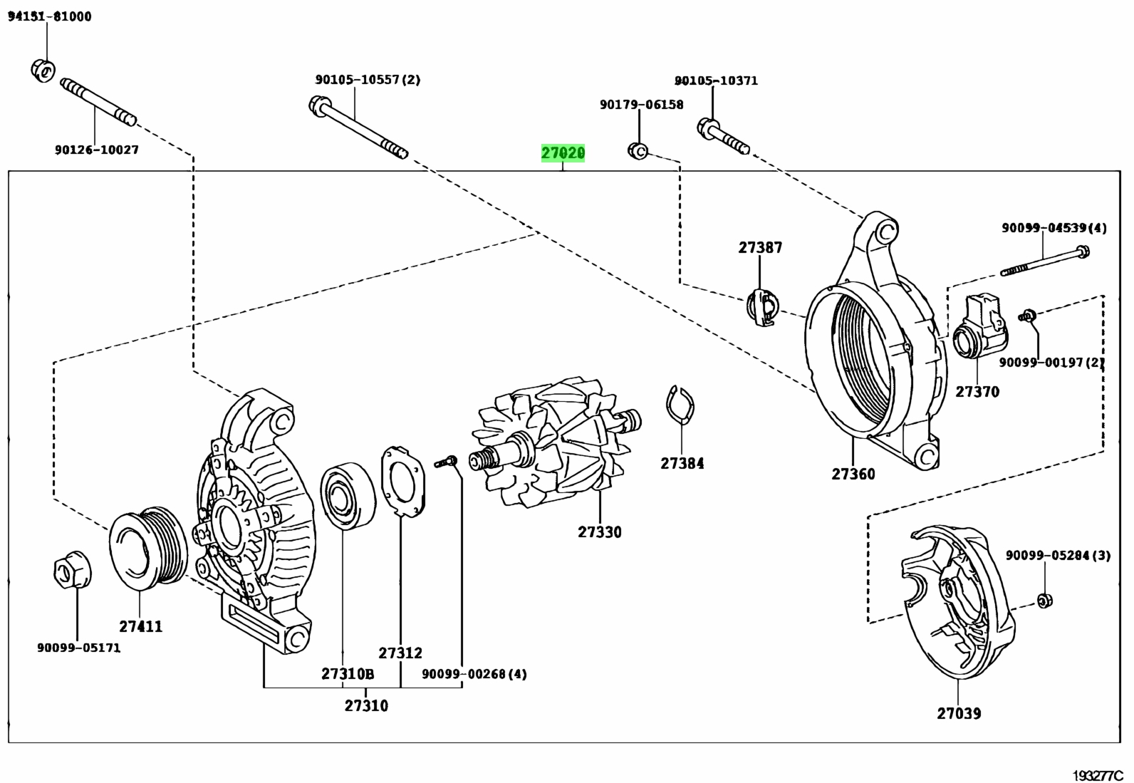 Buy Genuine Toyota 27060-50390 (2706050390) Alternator Assy for Toyota ...
