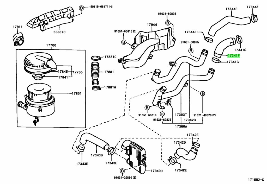 Buy Genuine Toyota 17341-17021 (1734117021) Hose, Air, No.1 for Toyota ...