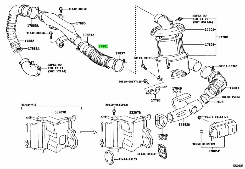 Genuine Toyota 17881-54340 (1788154340) HOSE, AIR CLEANER, NO.1 for ...