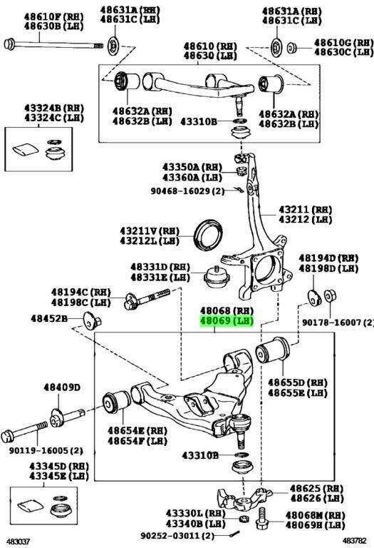 Buy Genuine Toyota 48069-60051 (4806960051) Arm Sub-Assy, Front ...
