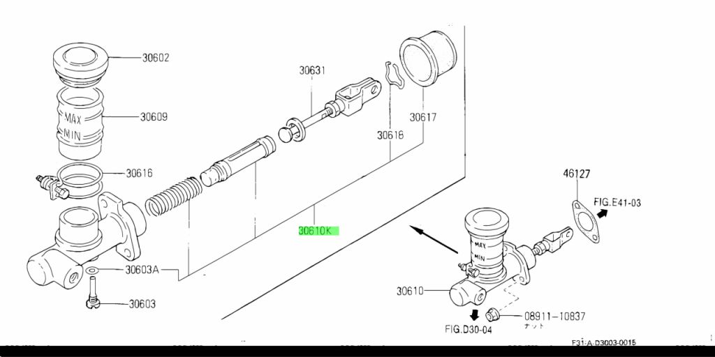 Genuine Nissan 30611-N4025 (30611N4025) PISTON KIT, CLUTCH MASTER ...