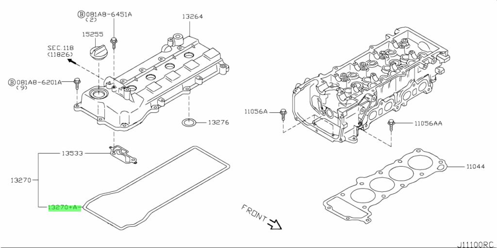 Buy Genuine Nissan 13270-AX000 (13270AX000) Gasket, Rocker Cover ...