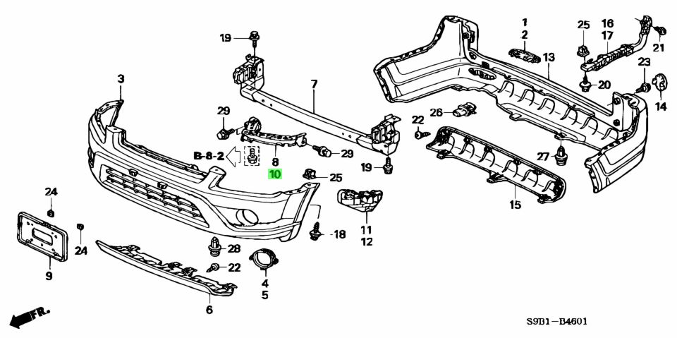 Genuine Honda 71145-S9A-010 (71145S9A010) BEAM COMP., L. FR. BUMPER ...