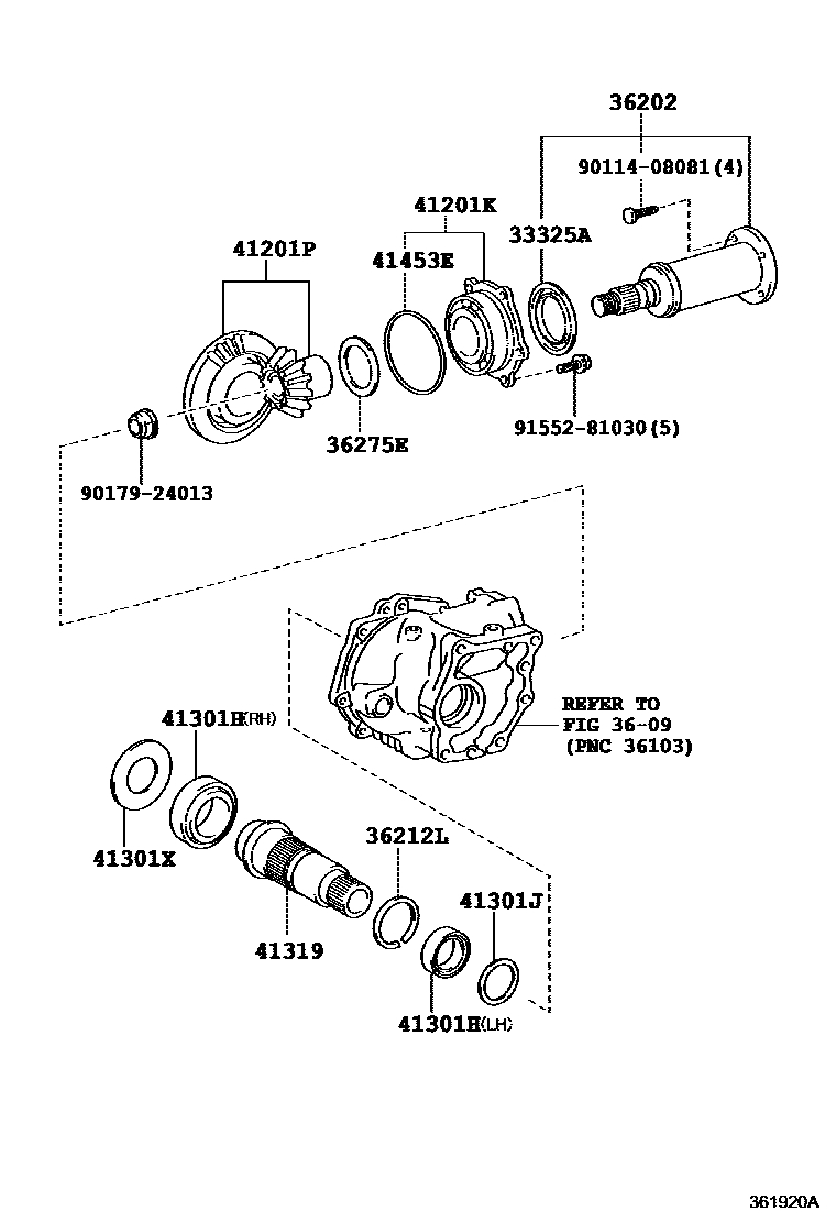 Transfer gear for Toyota Probox XP50, XP160, 1 generation, restyling 09 ...