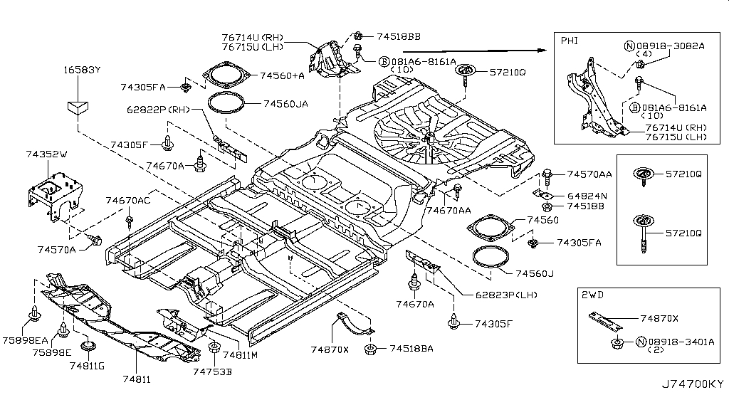 Floor fitting (body) для Nissan Murano Z51, 2 поколение 11.2007 - 10. ...