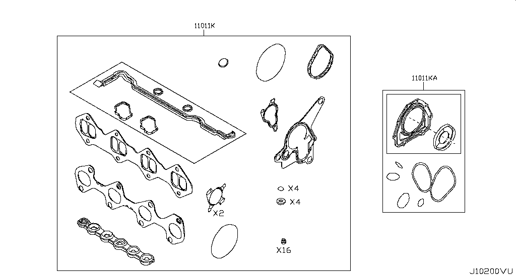 Engine gasket kit (engine) for Nissan X-Trail T31, 2 generation ...