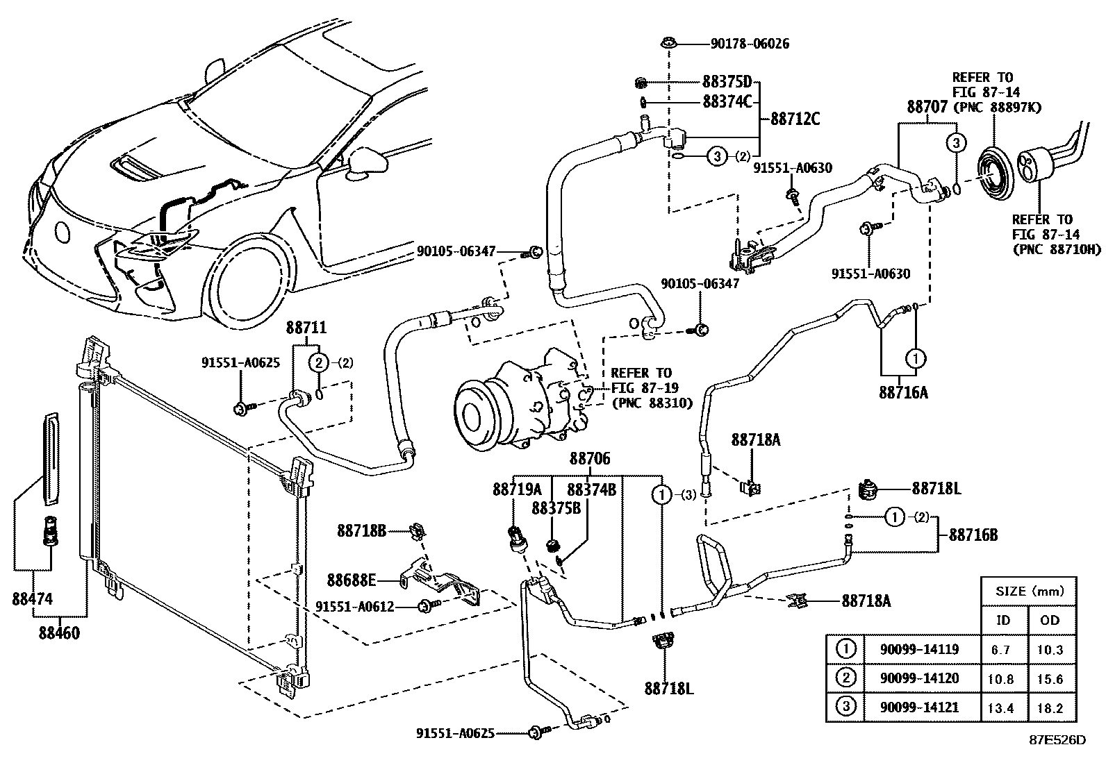 Heating & air conditioning - cooler piping for Lexus RC F C10, 1 ...