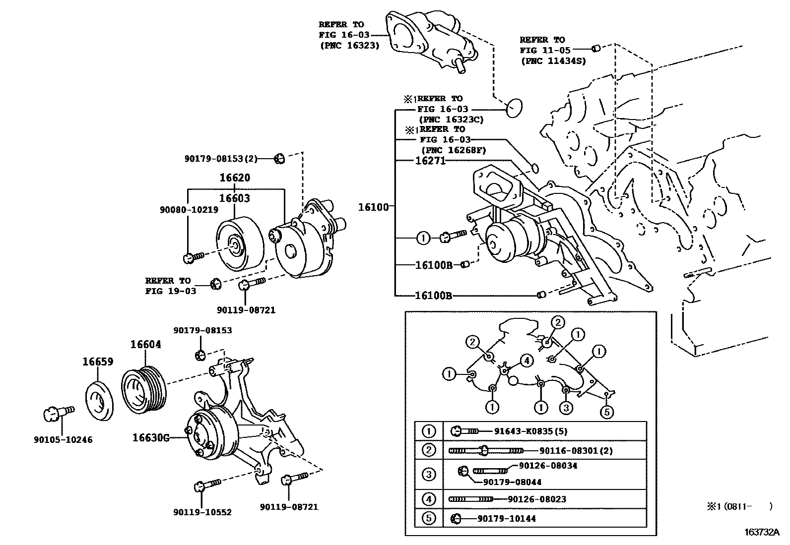 Water pump for Lexus SC430 Z40, 2 generation, restyling 07.2005 - 07. ...