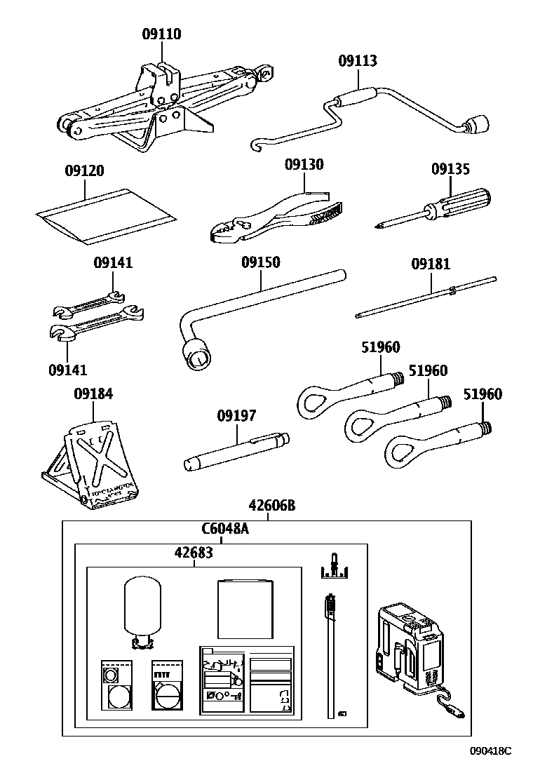 Standard tool for Lexus LS600hL XF40, 4 generation 05.2007 - 10.2009 ...
