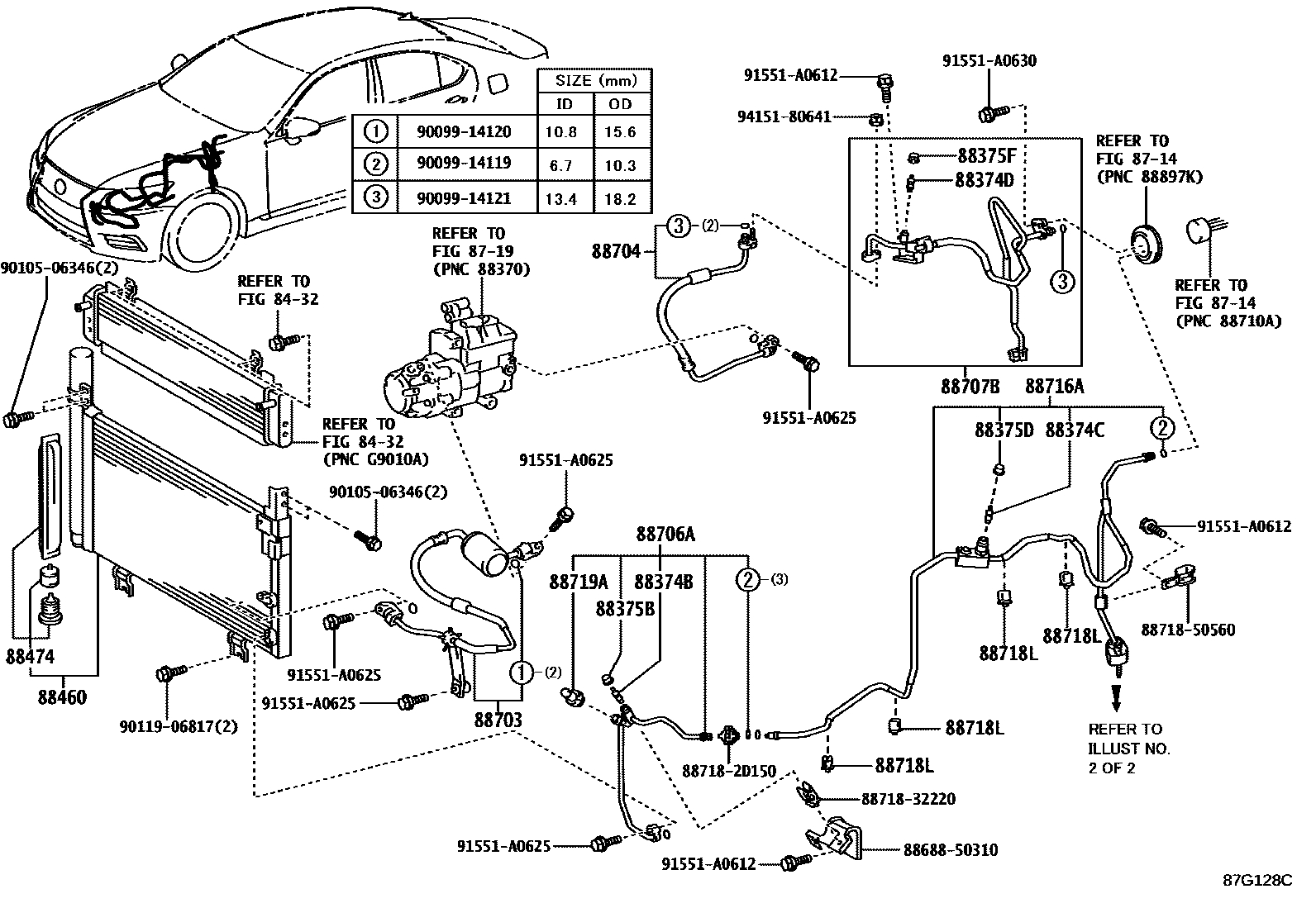 Heating & air conditioning - cooler piping for Lexus LS600h XF40, 4 ...