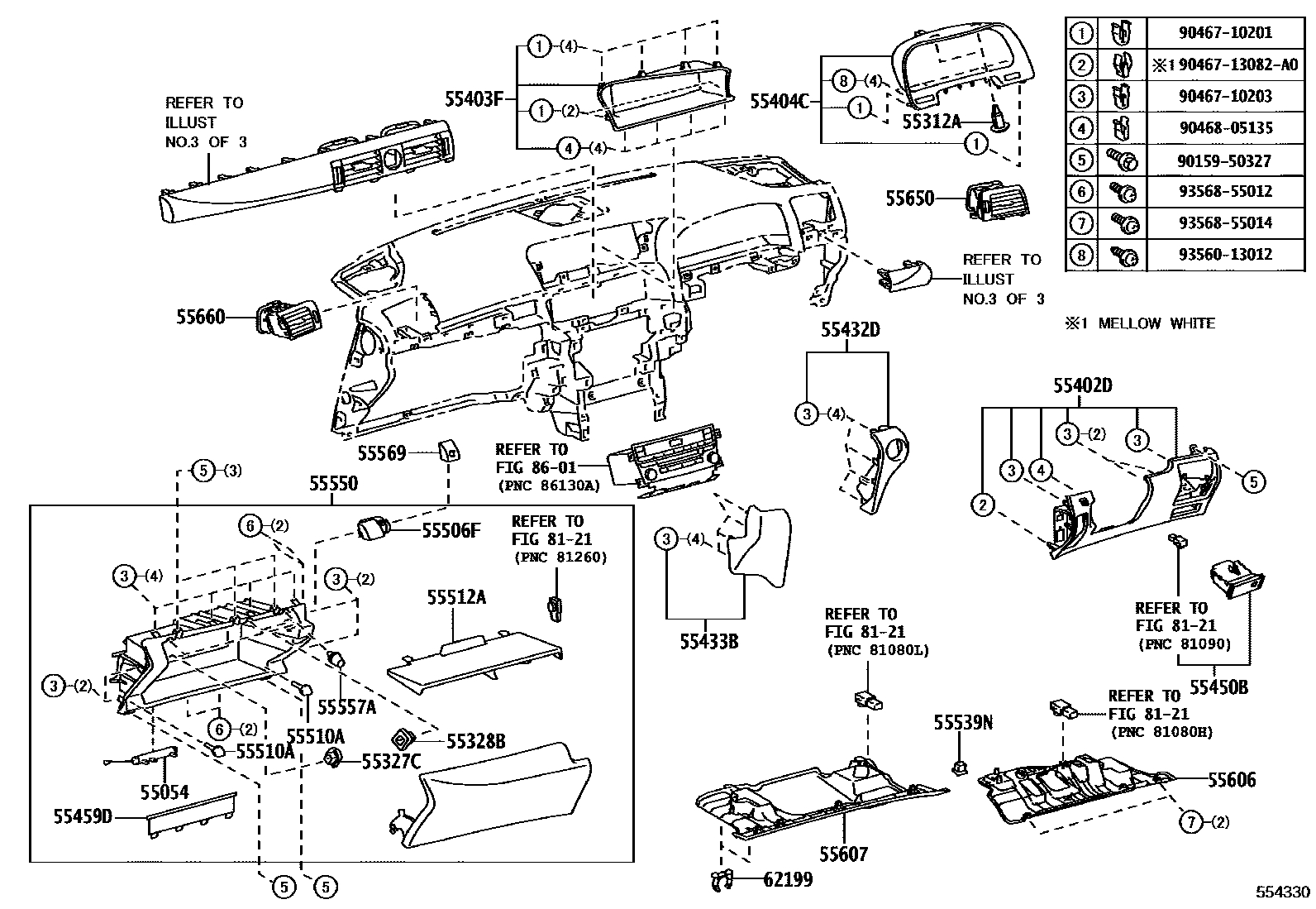 Instrument panel & glove compartment for Lexus LS600hL XF40, 4 ...