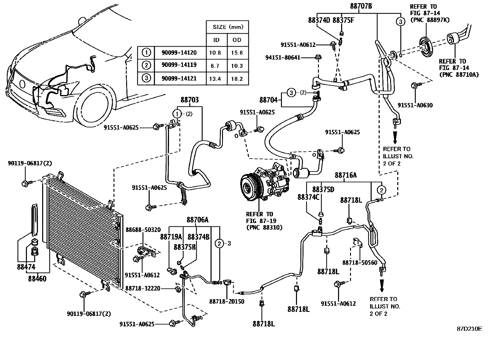Heating & air conditioning - cooler piping for Lexus LS460 XF40, 4 ...